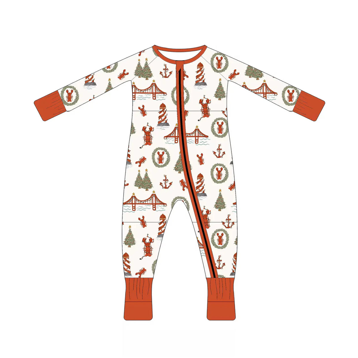 Bamboo Convertible Footie - East Coast Christmas – Fox + Kit Children's ...
